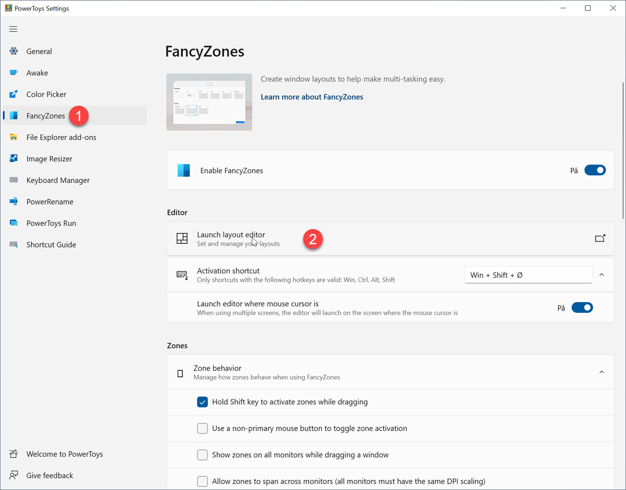 Hvordan sette opp Microsoft PowerToys FancyZones Hvordan sette opp Microsoft PowerToys FancyZones